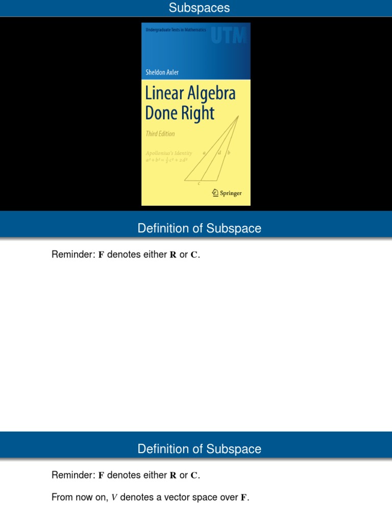 Properties and Examples of Subspaces | PDF | Linear Subspace | Vector Space