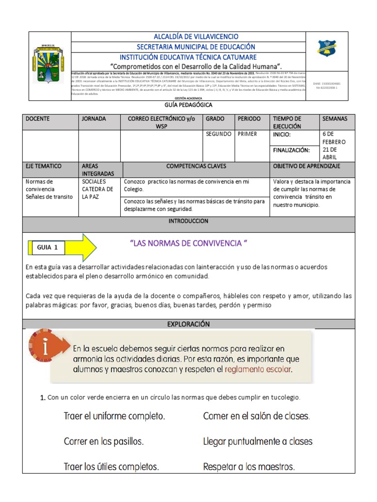 Sociales Primer Periodo Grado Segundo 2023 | PDF | Educación de la ...