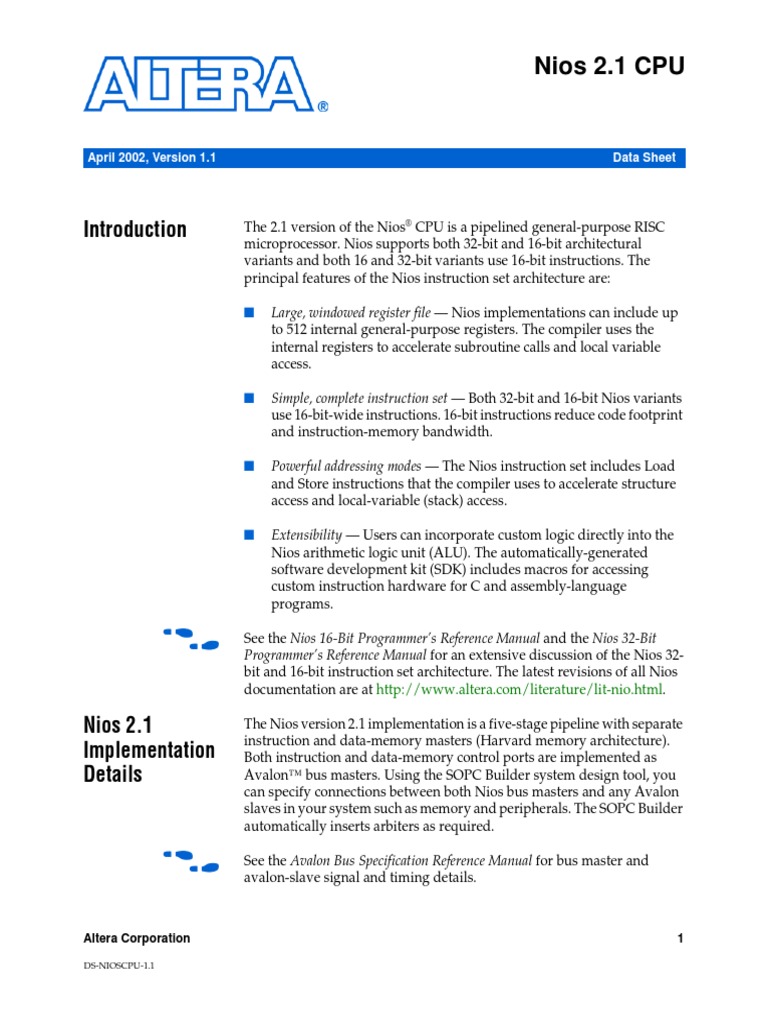 Nios Cpu Datasheet | PDF | Central Processing Unit | Software Nios Cpu Datasheet | PDF | Central Processing Unit | Software