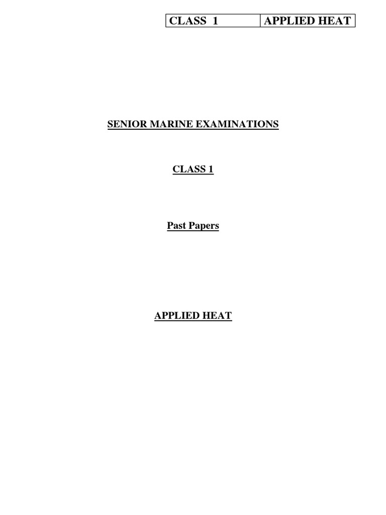 Class 1 Applied Heat Past Papers | PDF