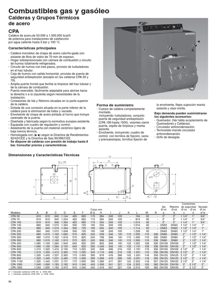 Caldera ROCA CPA Gas y Gasóleo | PDF | Aislamiento térmico | Termodinámica