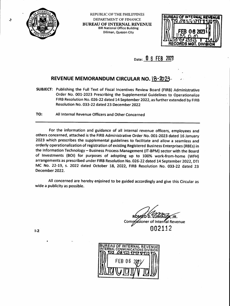 RMC No. 18-2023 | PDF