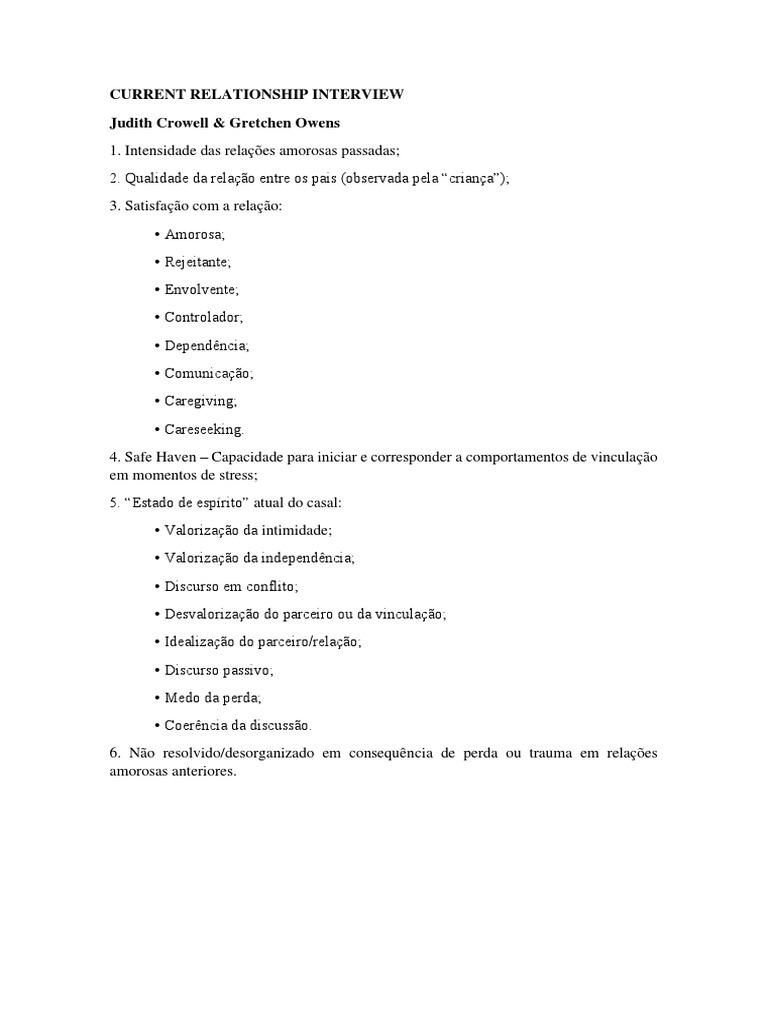 Current Relationship Interview | PDF
