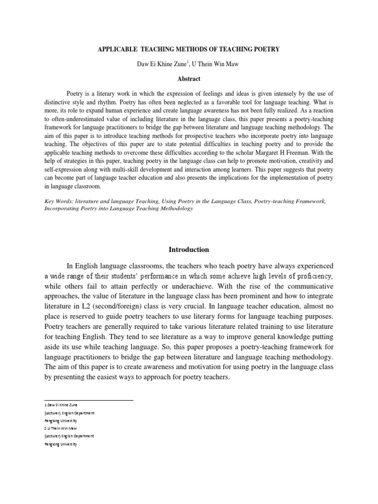 Effective Poetry Teaching Methods | PDF | Poetry | Teachers