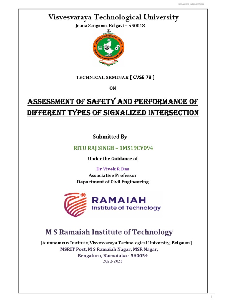 Technical Seminar Report CV94 | PDF | Traffic | Intersection (Road)