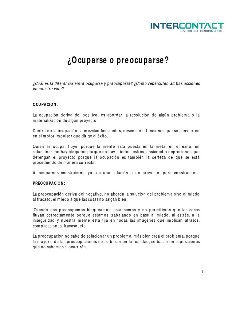 Ocuparse o Preocuparse | PDF