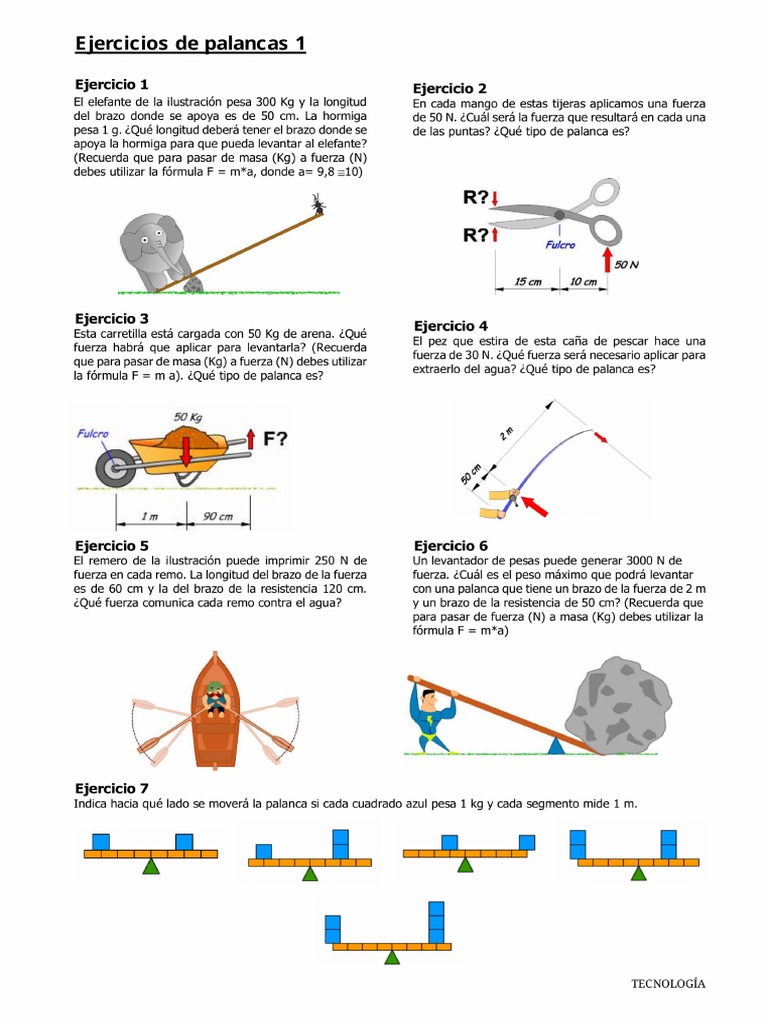 Palancas - Ejercicios Palancas Variado 1 | PDF