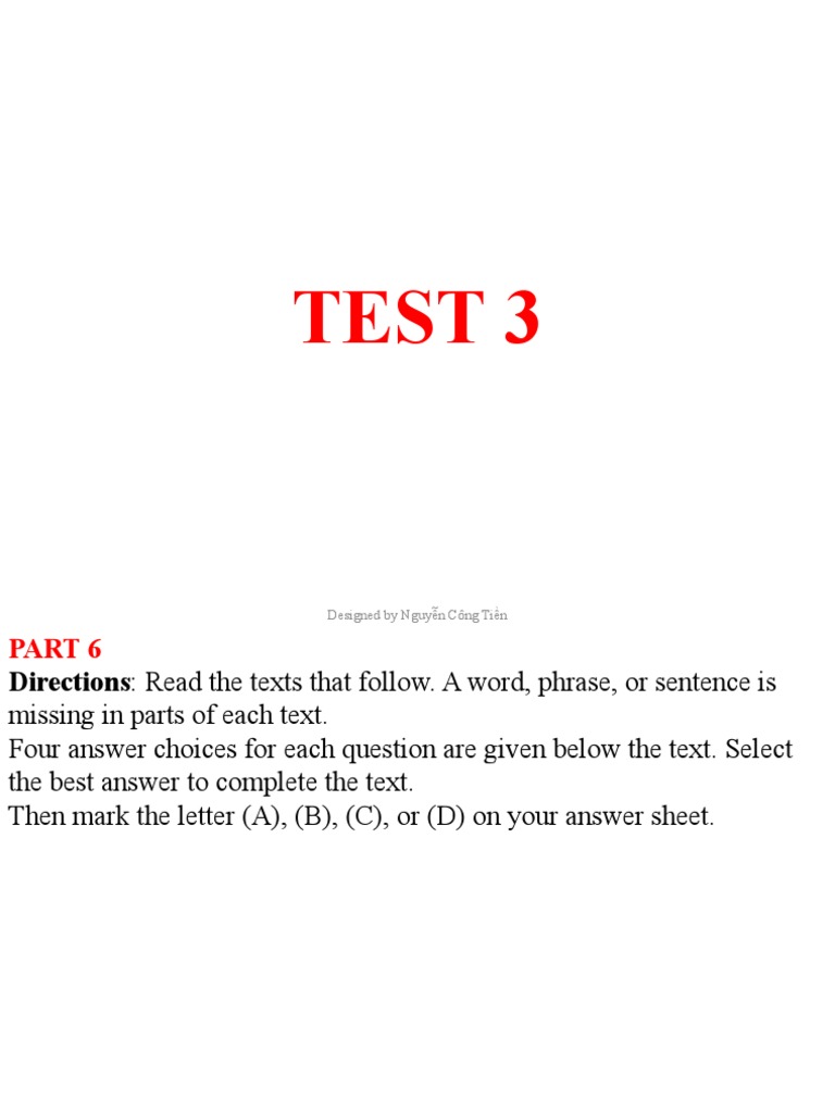 Reading Test 3 Part 6 Gui HV | PDF