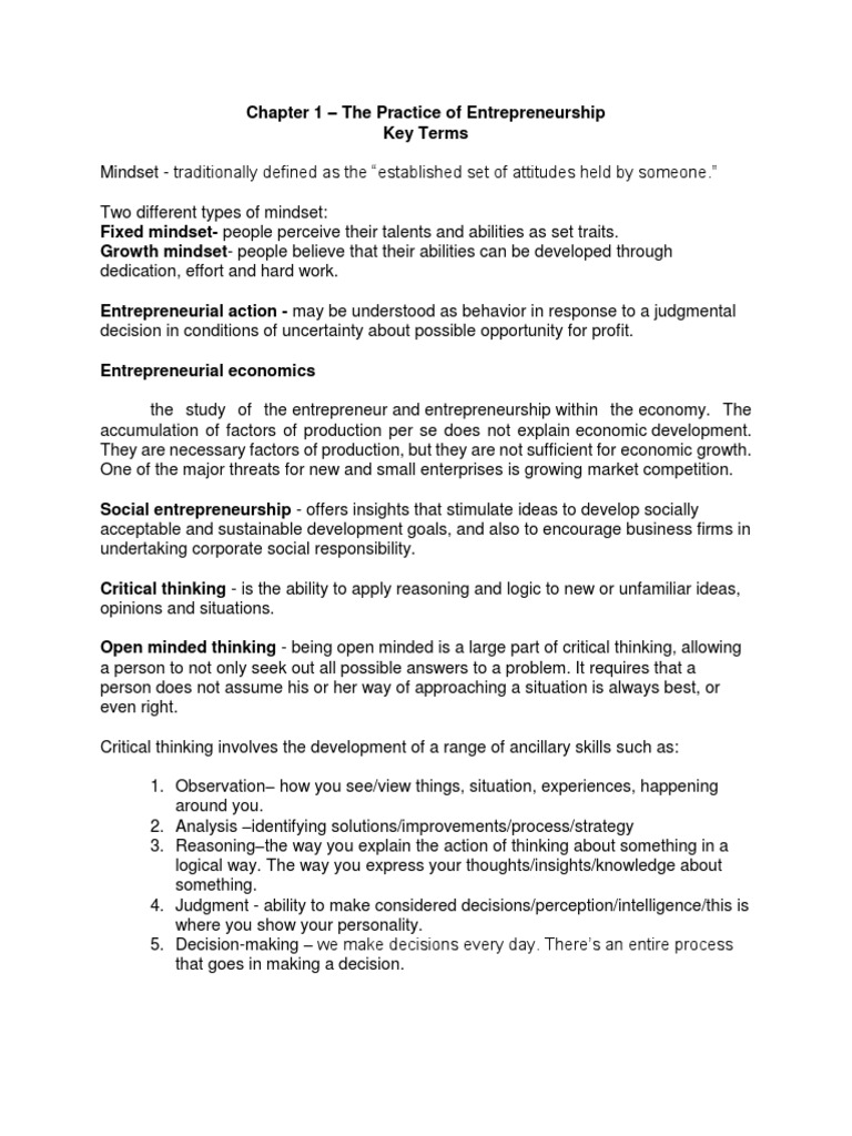 Chapter 1 Handouts | PDF | Entrepreneurship | Thought