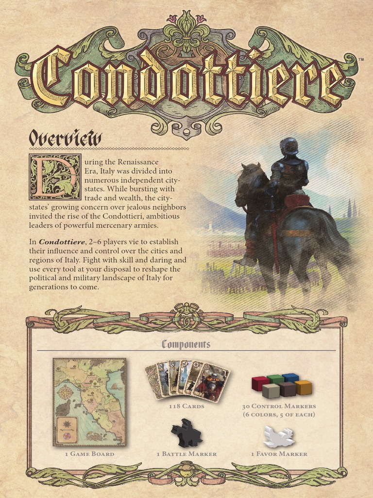 Condottiere Rules | Download Free PDF | Games Of Mental Skill | Card Games