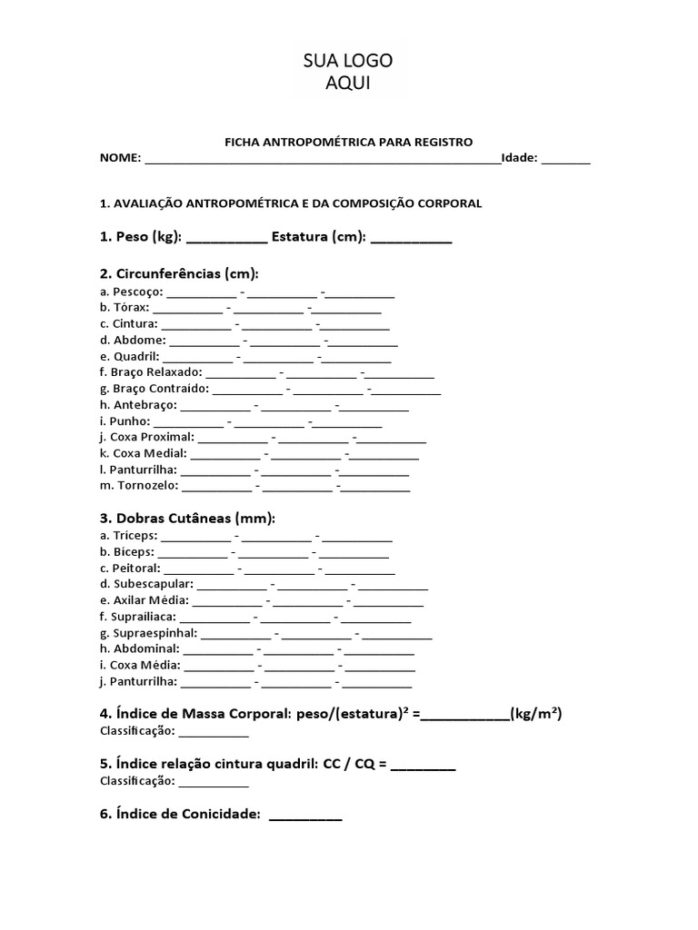 Ficha Antropometrica para Registro | PDF