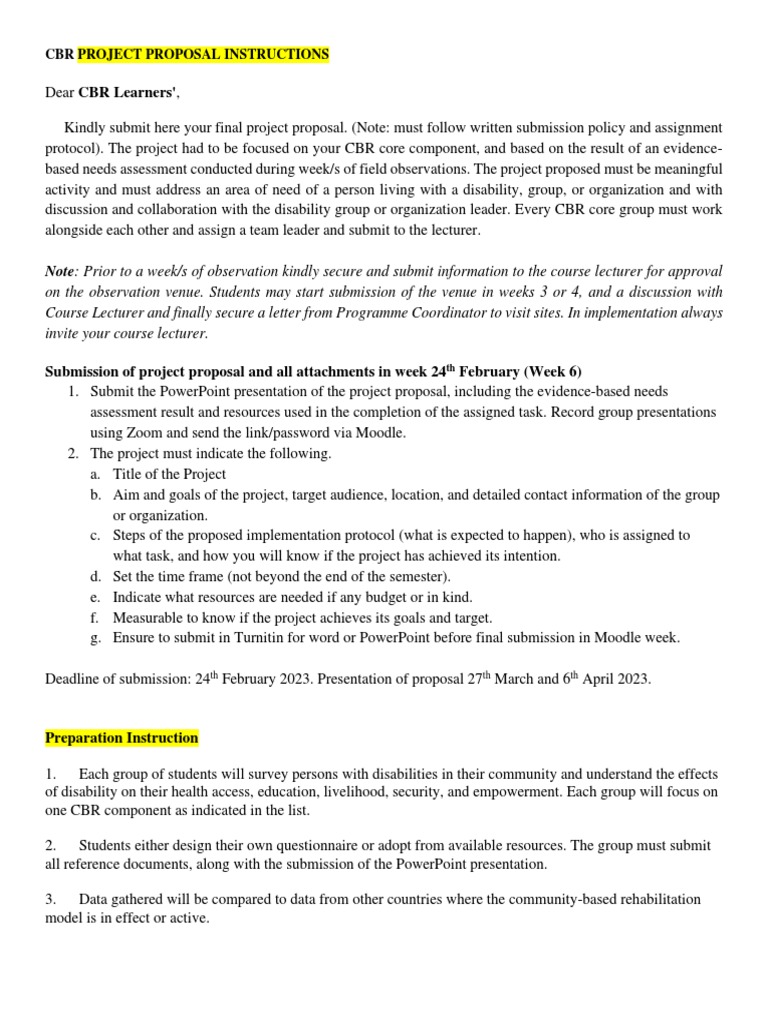 AY2020-21 - CBR PROJECT PROPOSAL Instructions | PDF | Career & Growth