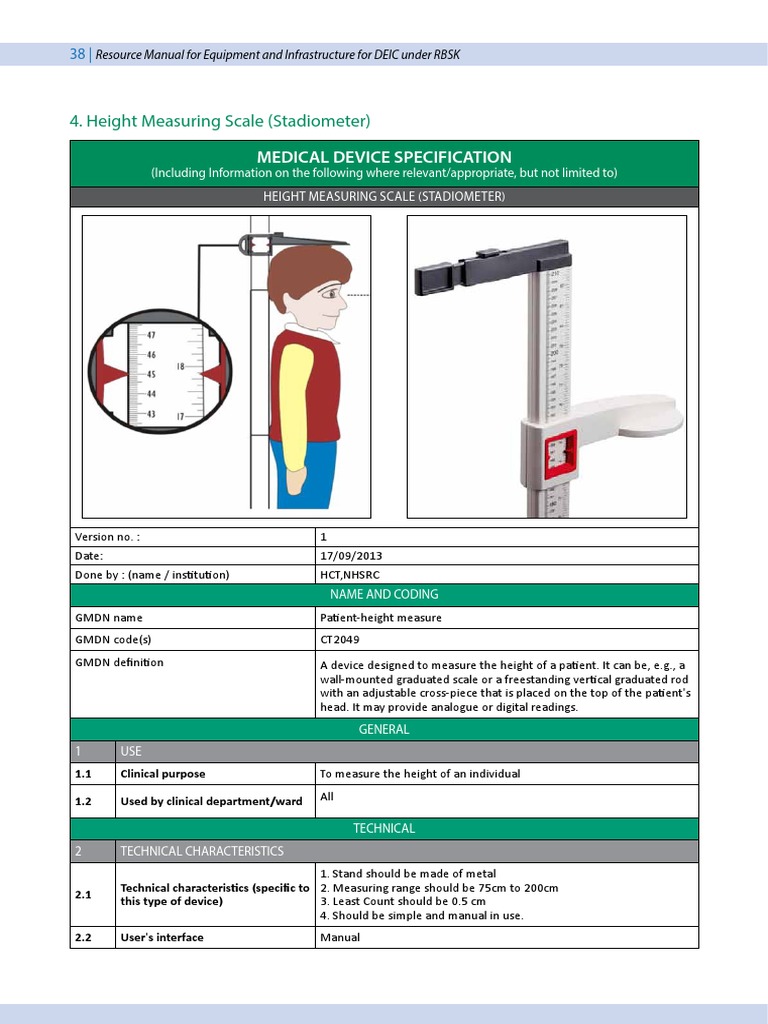 Stadiometer Specifications and Use Guide | PDF