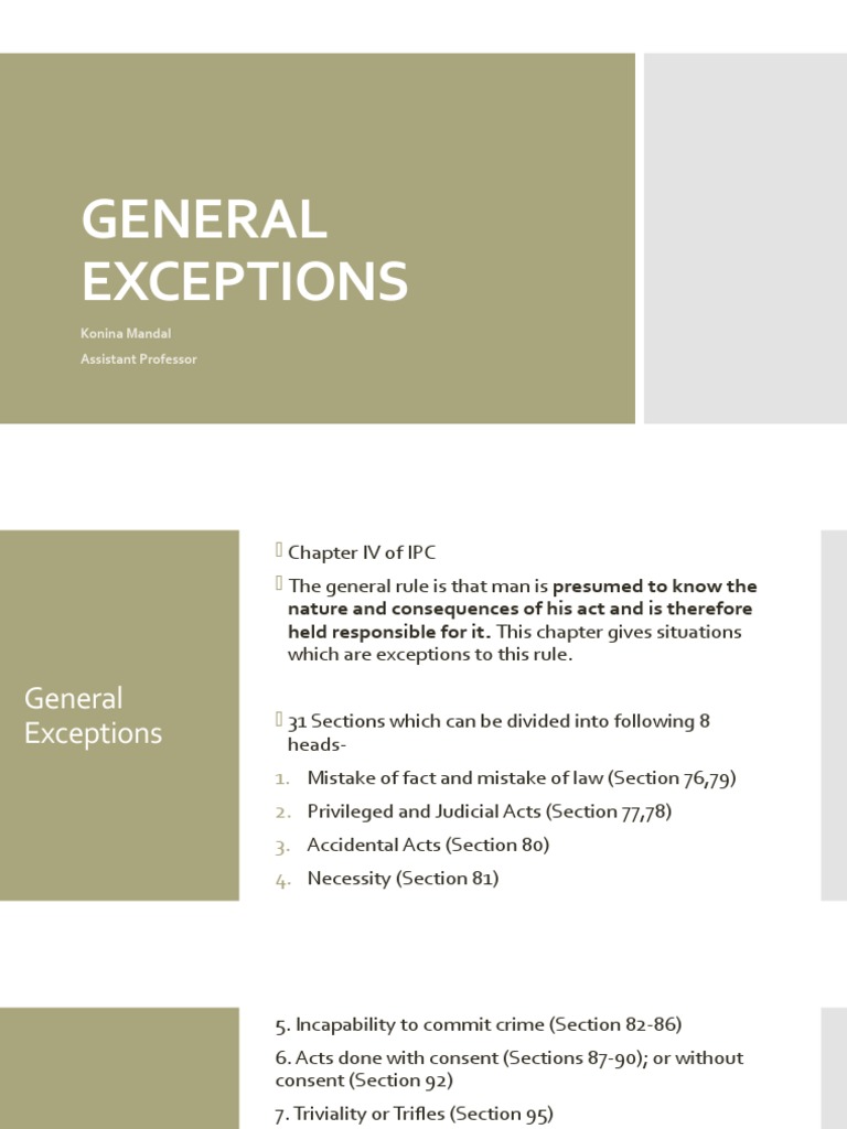 General Exceptions | PDF | Insanity Defense | Ethical Principles