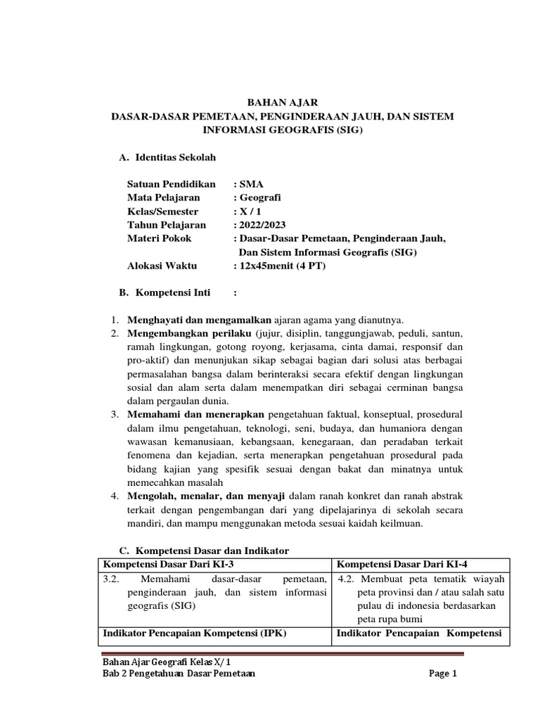 Bahan Ajar #1 Dasar Pemetaan PJ Dan SIG | PDF Bahan Ajar #1 Dasar Pemetaan PJ Dan SIG | PDF