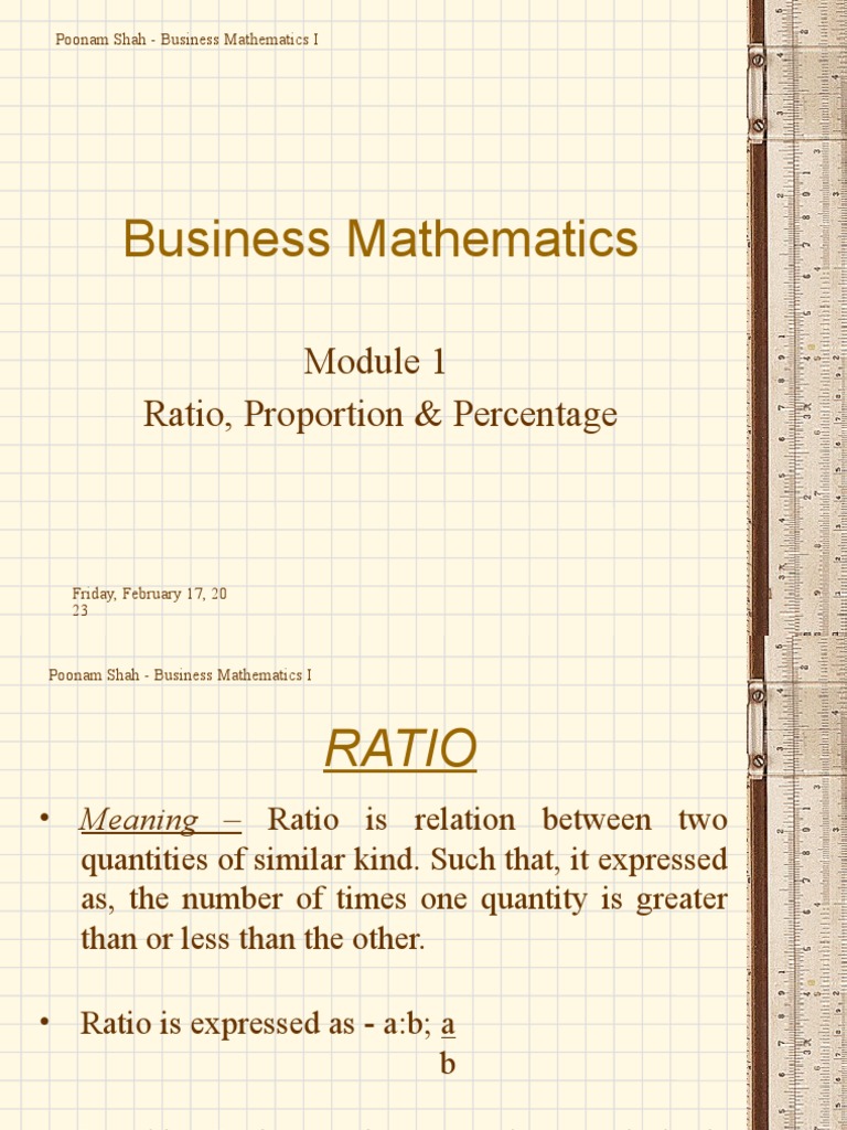 Ratio Proportion & Percentage - Formulas | PDF | Ratio | Expense