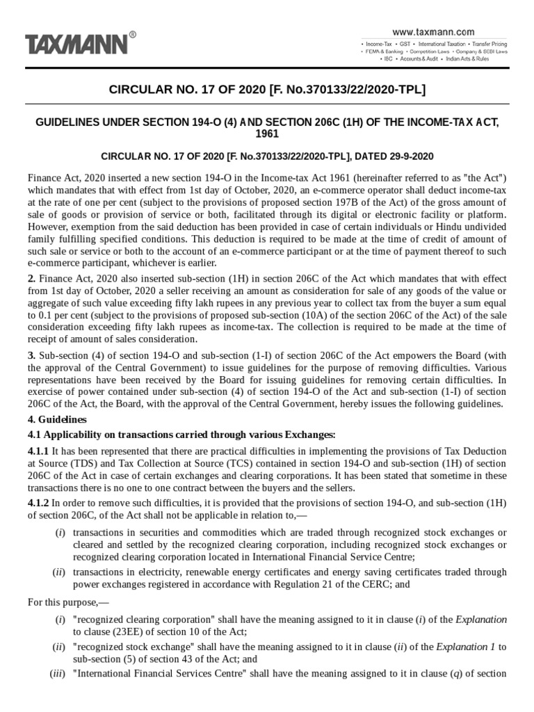 Guidelines for TDS and TCS under IT Act | PDF | Taxes | Insurance