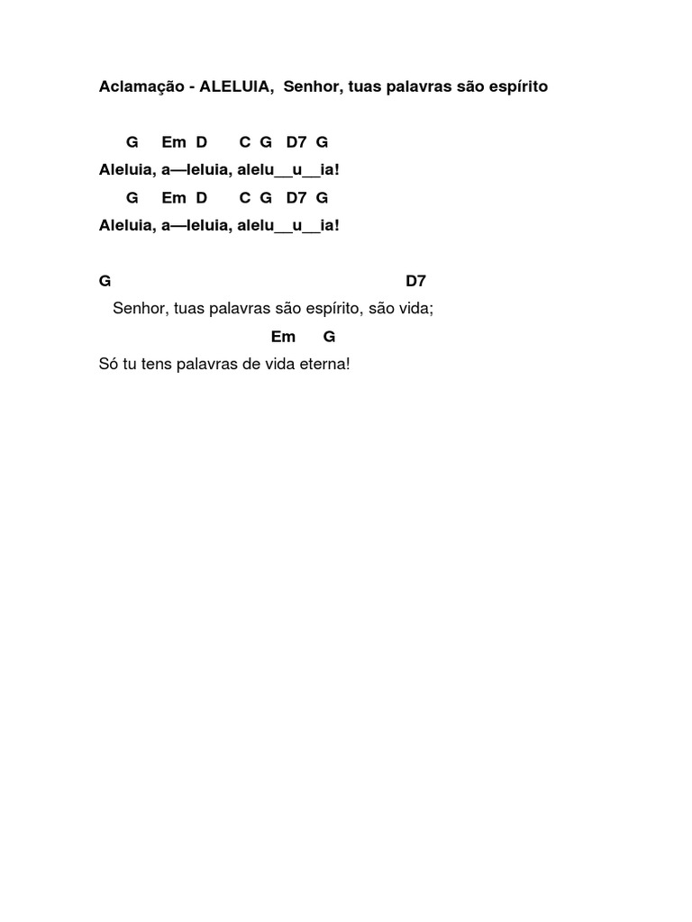 Aclamação - ALELUIA Senhor Tuas Palavras São Espírito | PDF