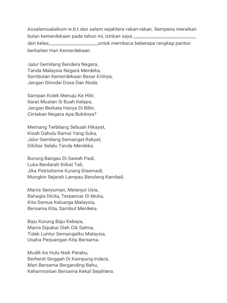 Pantun Merdeka | PDF