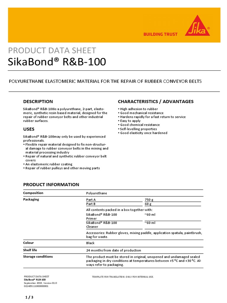SikaBondRB-100 en (03-2016) 1 | PDF | Natural Rubber | Humidity