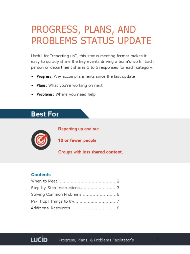 Progress, Plans & Problems Meeting Guide | PDF | Learning | Cognitive ...