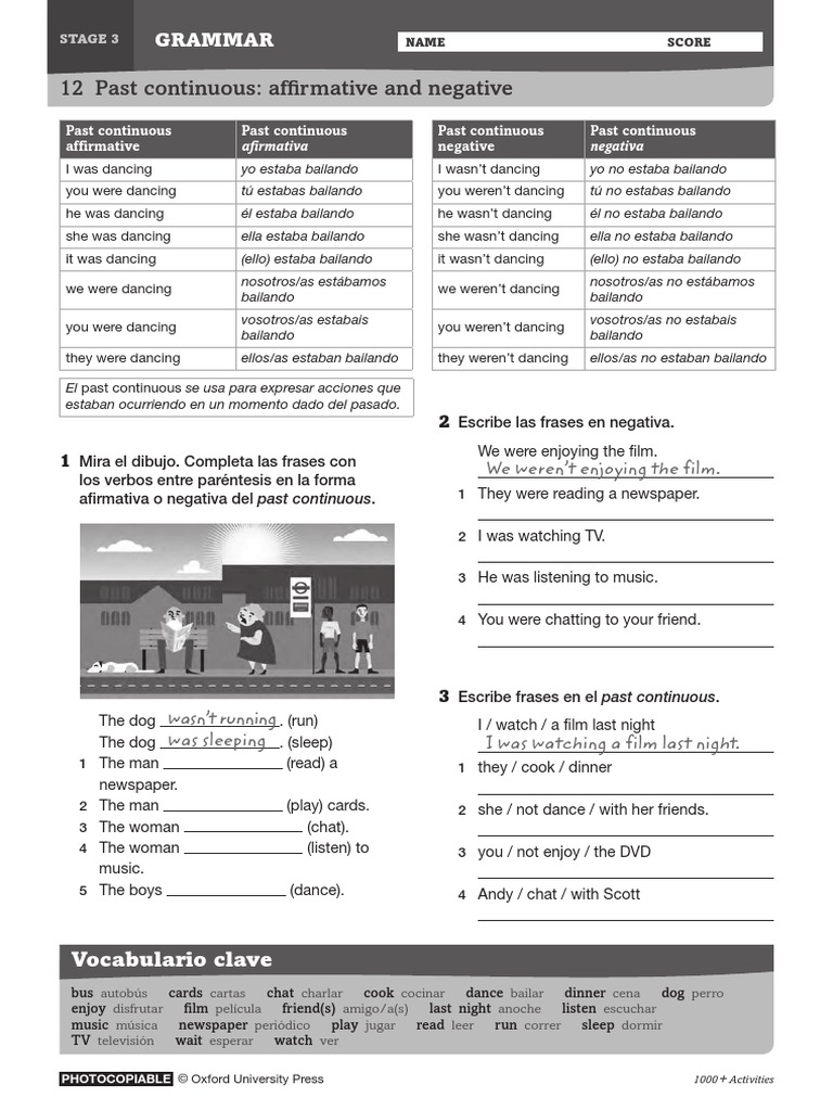 111 Past Continuous - Affirmative and Negative | PDF