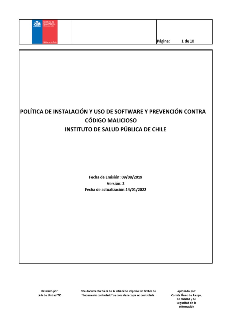 Politica de Instalacion y Uso Softwares Y-Prevencion v2 Prohibiciones | PDF | La seguridad ...