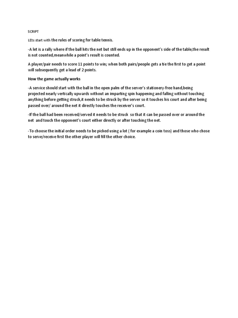 SCRIPT | PDF | Sports & Recreation