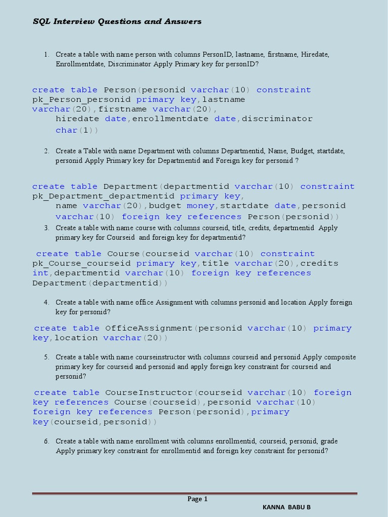 SQL Queries With All Answers | PDF | Table (Database) | Software Design