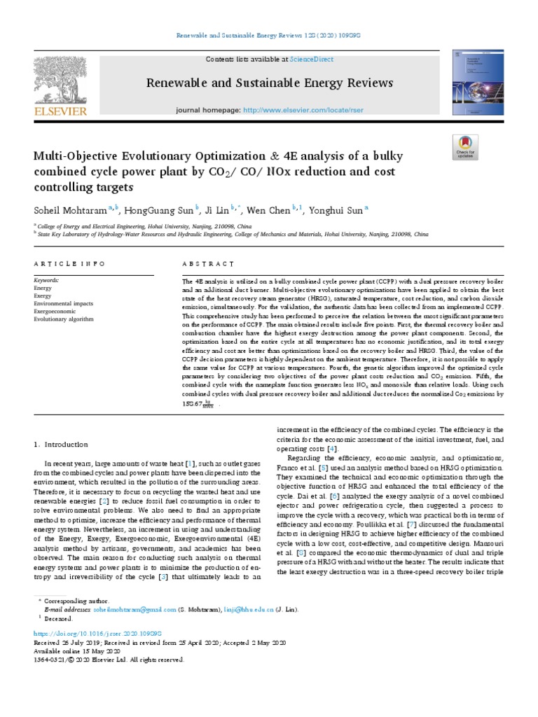 Multi-Objective Evolutionary Optimization & 4E Analysis of a Bulky ...
