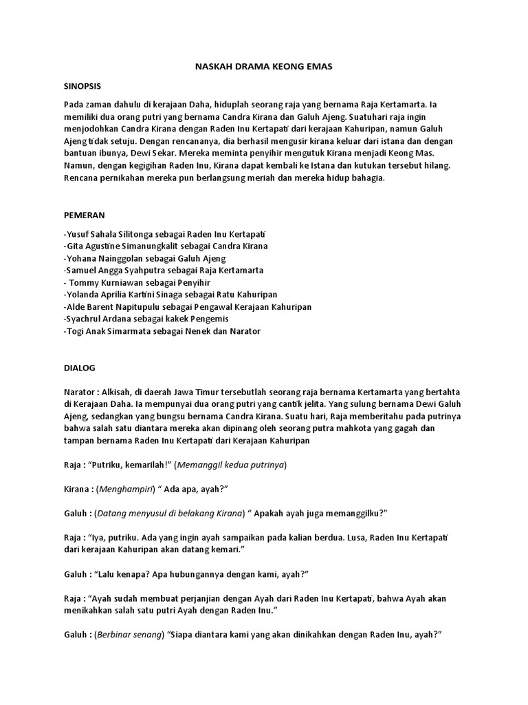 Naskah Drama Keong Emas | PDF