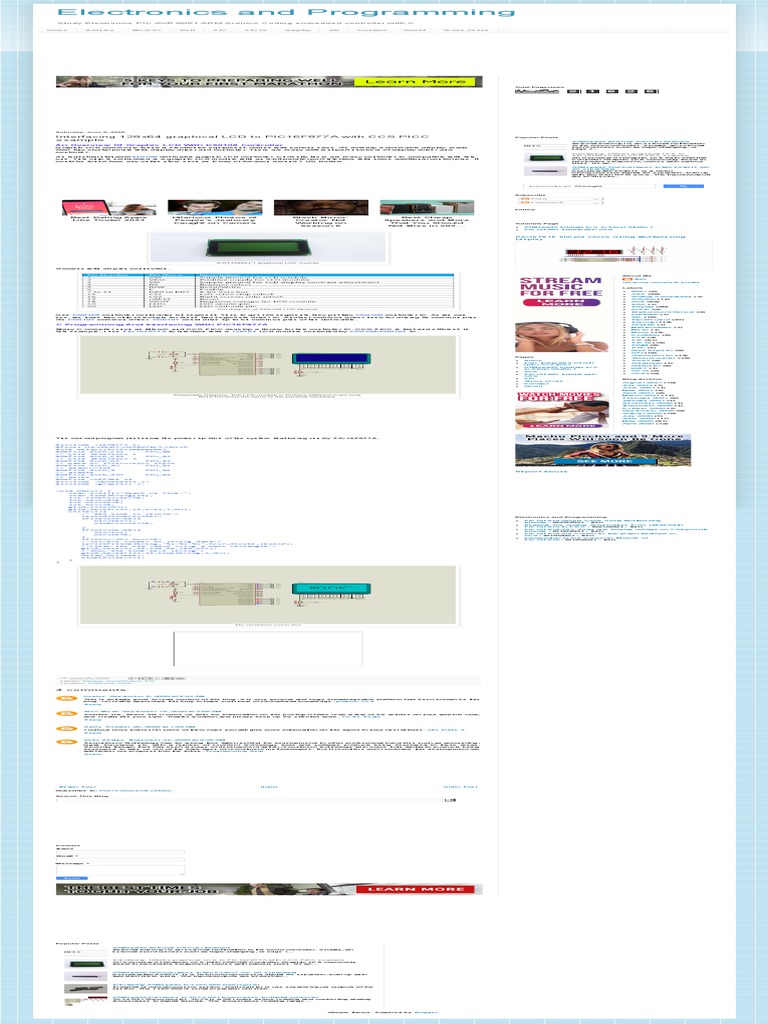 Electronics And Programming Interfacing 128x64 Graphical Lcd To Pic16f877a With Ccs Picc 