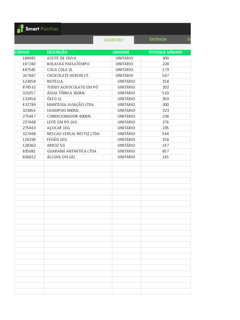 Planilha Controle de Estoque | PDF