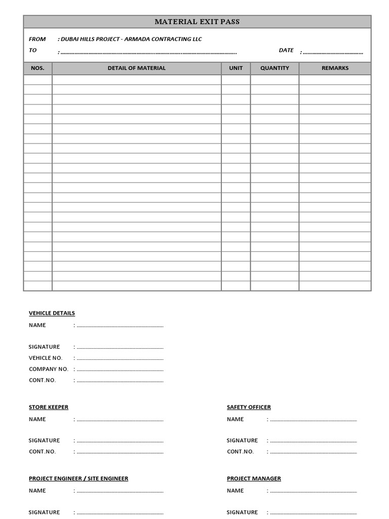 Material Exit Pass | Download Free PDF | Scaffolding | Industrial Processes