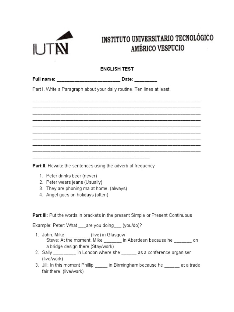 English Test Unit Iii | PDF