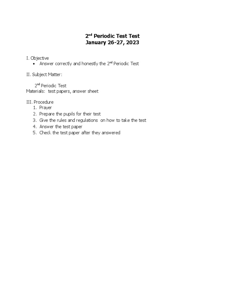 Diagnostic Test Lesson Plan | PDF