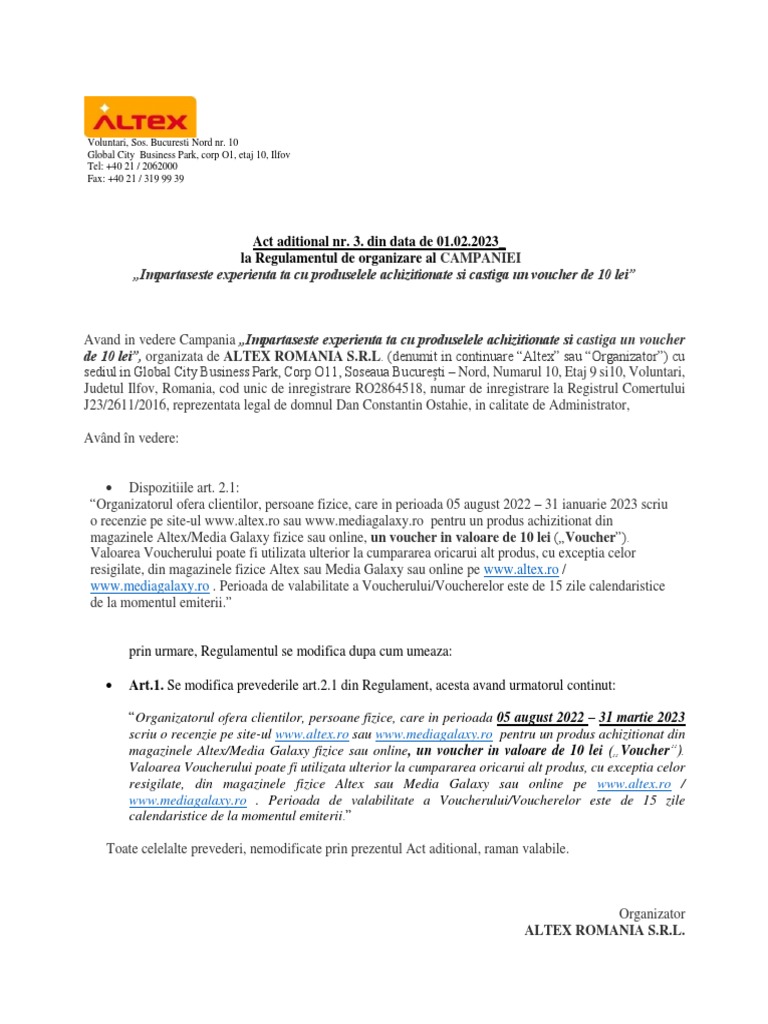 Regulament Review-Altex | PDF