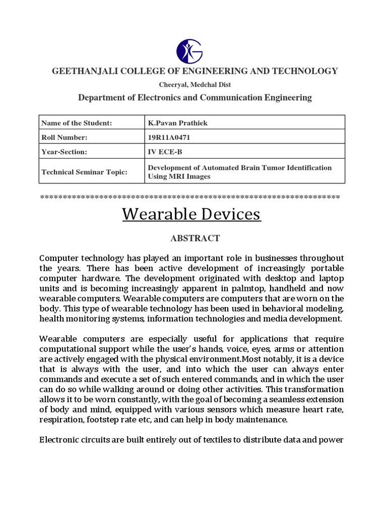 Wearable Devices | PDF | Wearable Technology | Physical Sciences