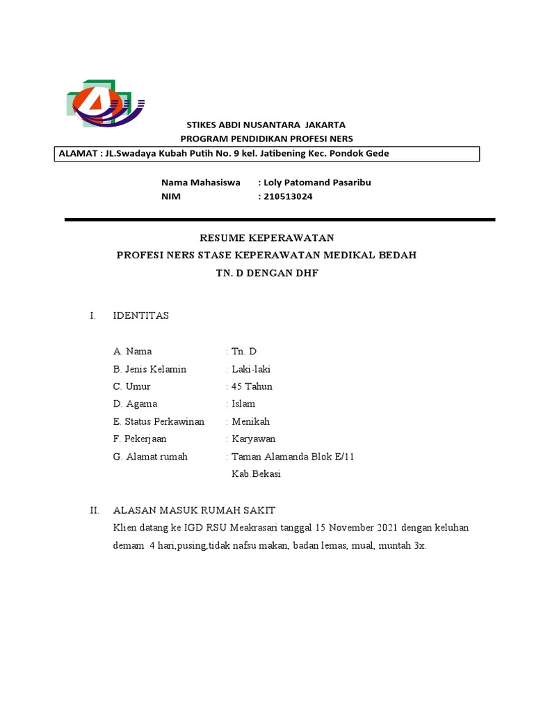 Resume Kasus DHF | PDF