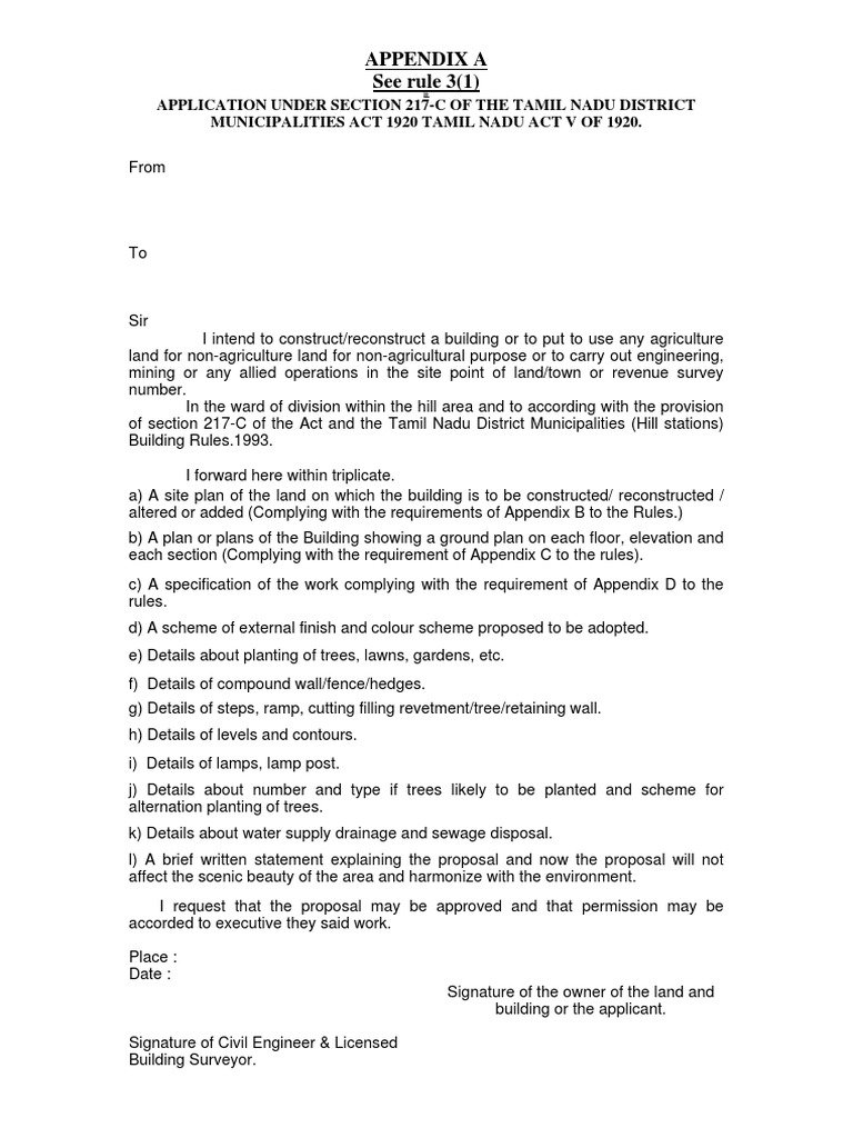 Building Application-Form-for-Municipality-and-Town-Panchayat | PDF ...