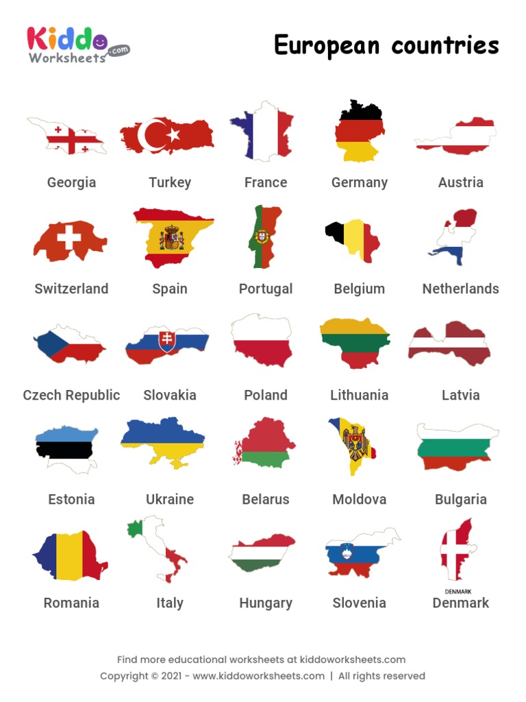 European Countries Worksheet | PDF