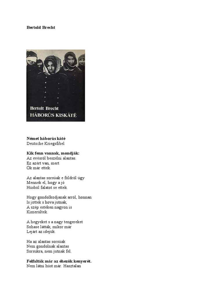 Bertold Brecht: Német Háborús Káté | PDF