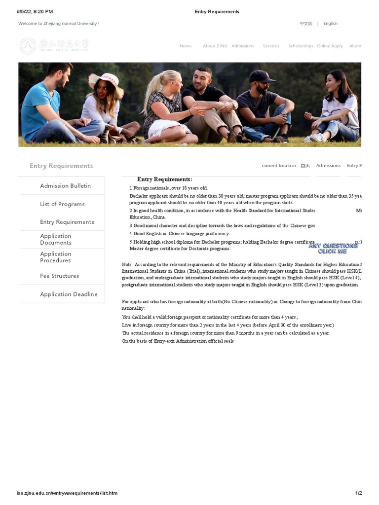 Entry Requirements | PDF | Postgraduate Education | International Student