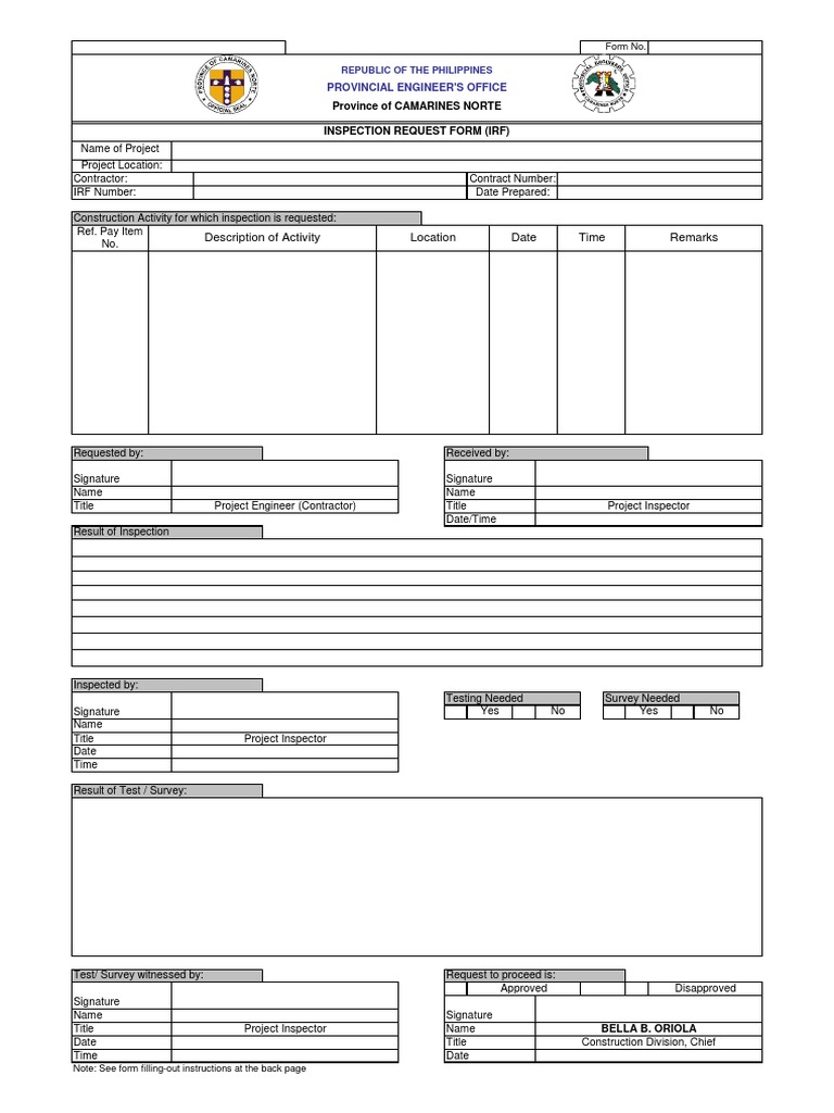 Inspection Request Form | PDF