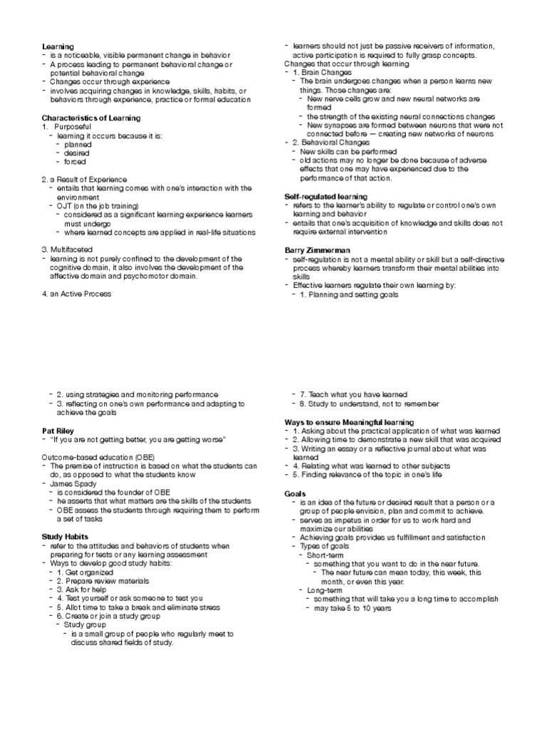 Handout - Understanding The Self (Finals) | PDF | Learning | Goal