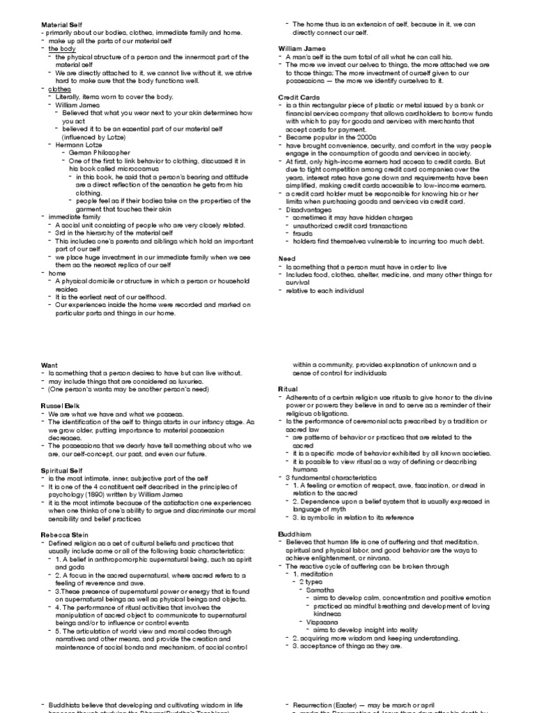 Handout - Understanding The Self (Semi-Finals) | PDF | Soul | Essence