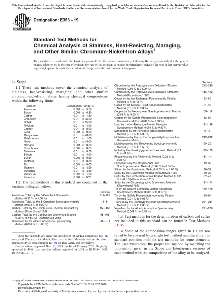 Astm E353 19 | PDF | Spectrophotometry | Nitric Acid