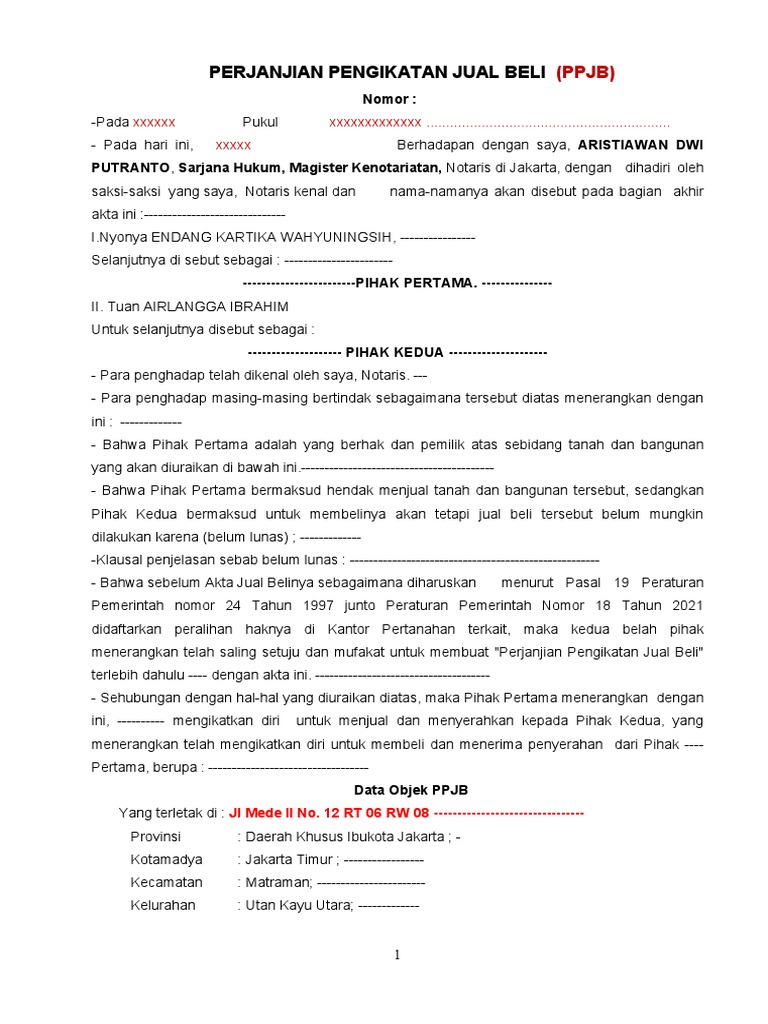 PPJB BELUM LUNAS (Edit) | PDF