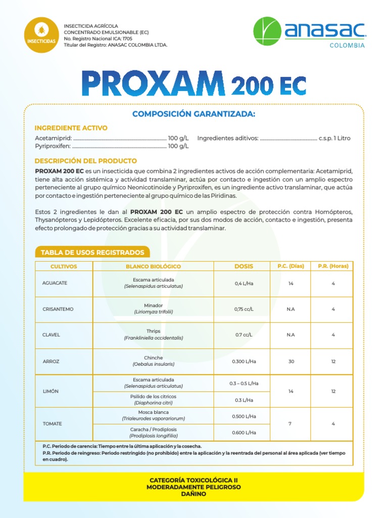 Proxam 200 EC: Insecticida Agrícola | PDF
