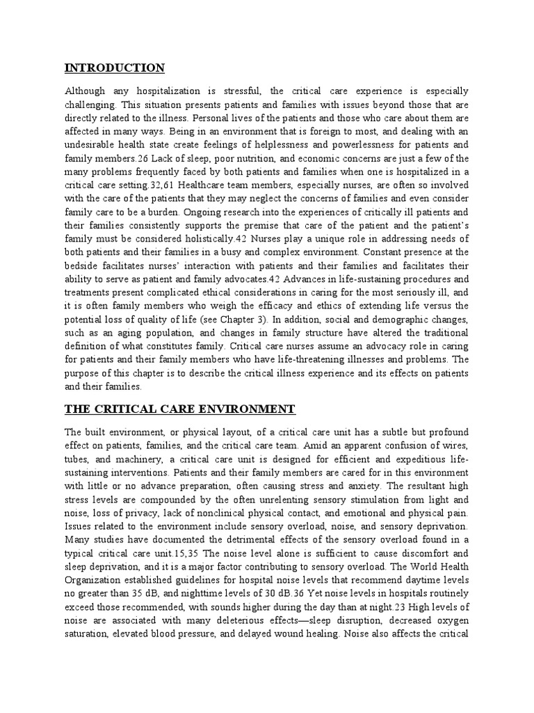 Impact of Critical Care Environment On Patients | PDF | Patient | Nursing